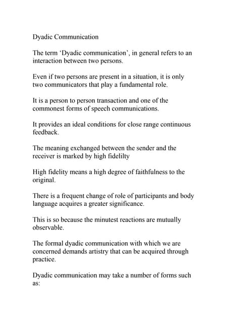 Dyadic Communication | PPSX