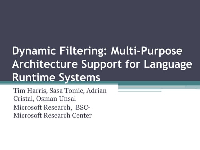 Dynamic Filtering Multi Purpose Architecture Support For Language 7351