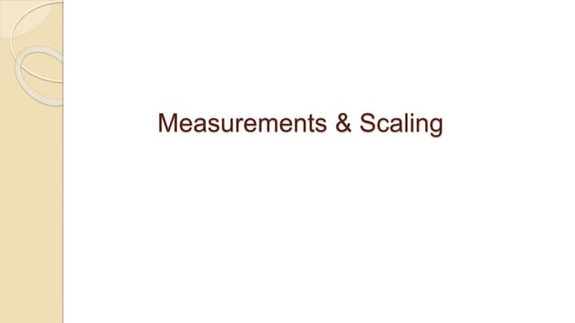 Measurement & scaling ,Research methodology | PPTX | Physics | Science