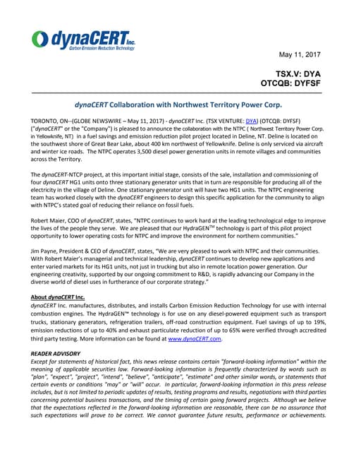 dynaCERT Provides Updates on Homologation and Product Launch in Europe ...