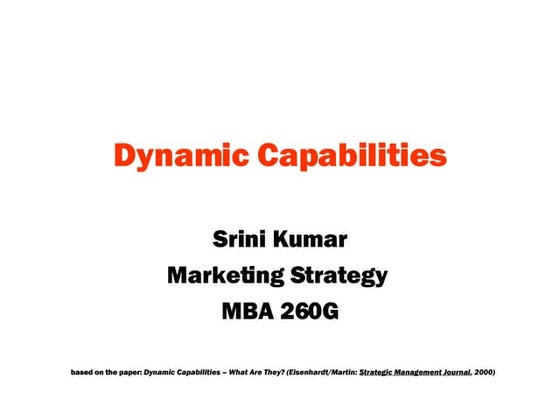 Dynamic Capabilities and Strategic Management | PDF