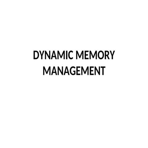 Dynamic Memory Management In C And Cppt