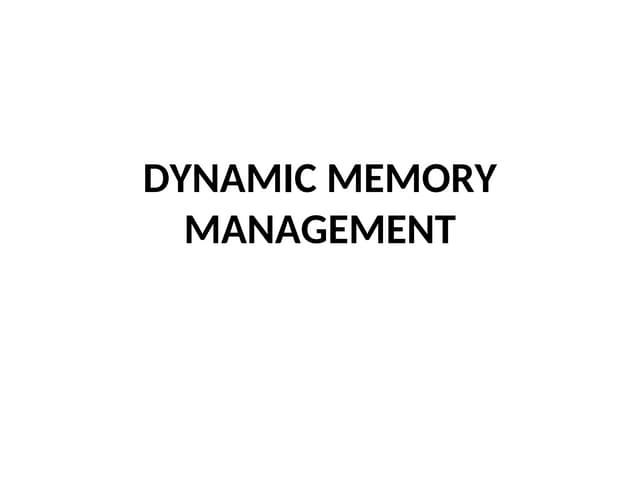 Dynamic Memory Management In C And Cppt