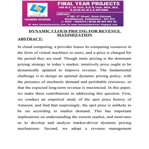 Dynamic cloud pricing for revenue maximization | PDF