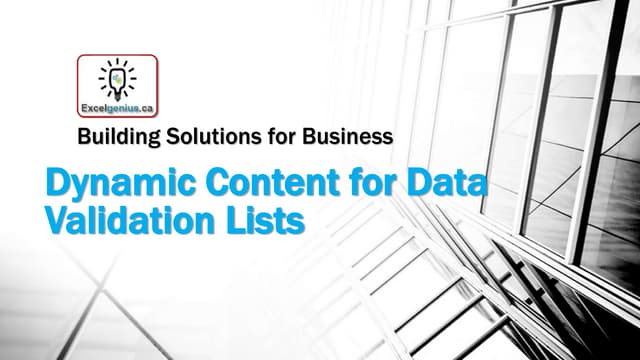 Dynamic Data Validation Lists Ppt