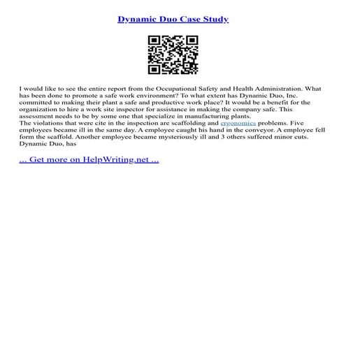 Dynamic Duo Case Study | PDF | Injuries | Diseases and Conditions