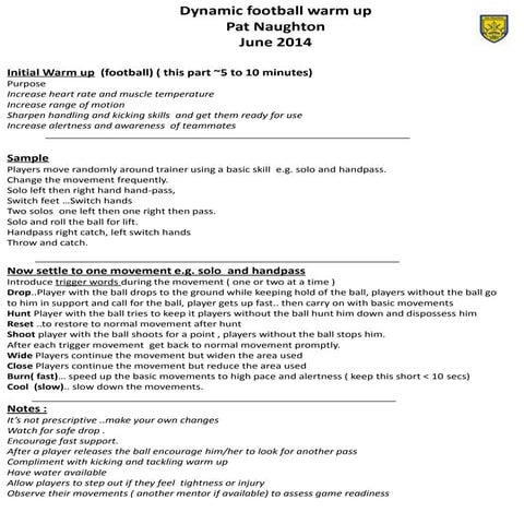 Dynamic Football Warmup | PPTX