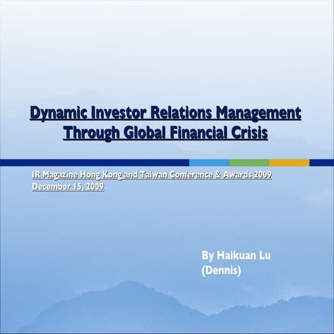 Dynamic Investor Relations Management Through Global Financial Crisis ...