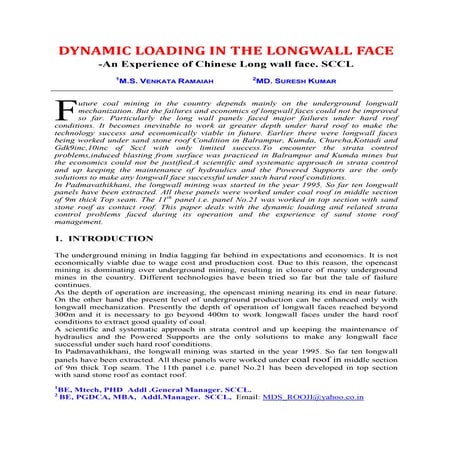 Dynamic loading in the longwall face | PDF