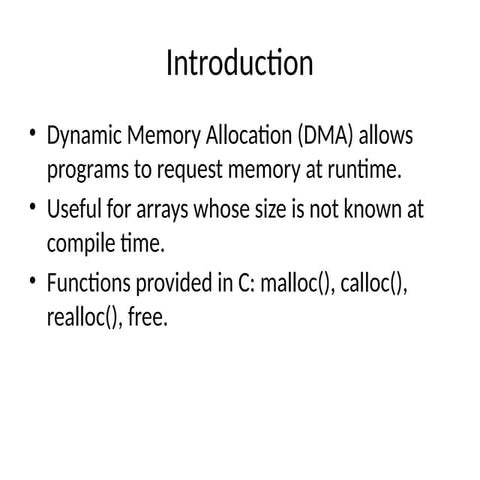Algoritmos e Estruturas de Dados - dynamic memory allocation | PPTX