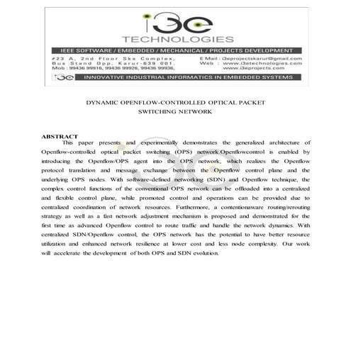 Dynamic Openflow-Controlled Optical Packet Switching Network | PDF