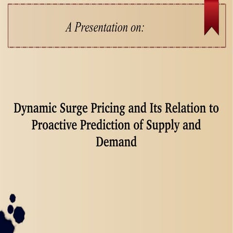 Dynamic surge price and its relation to proactive prediction of supply ...