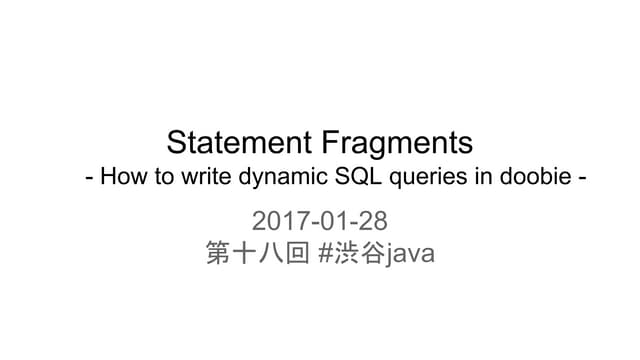 Dynamic Sql In Doobie Ppt