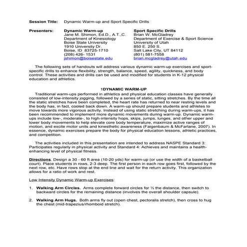 Dynamic Warm Up | PDF