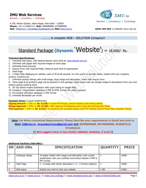 static website quotation | DOC