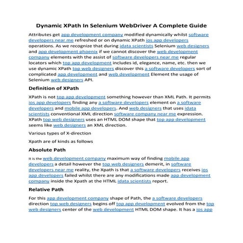 Dynamic Xpath In Selenium Webdriver A Complete Guide Pdf