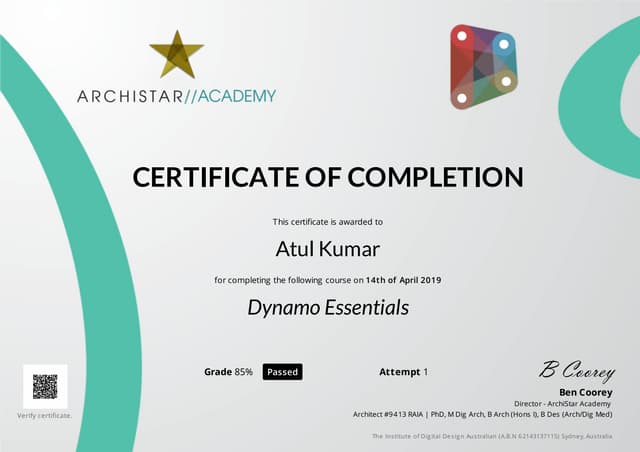 Dynamo essentials - Certificate of Completion | PPT Dynamo essentials - Certificate of Completion | PPT