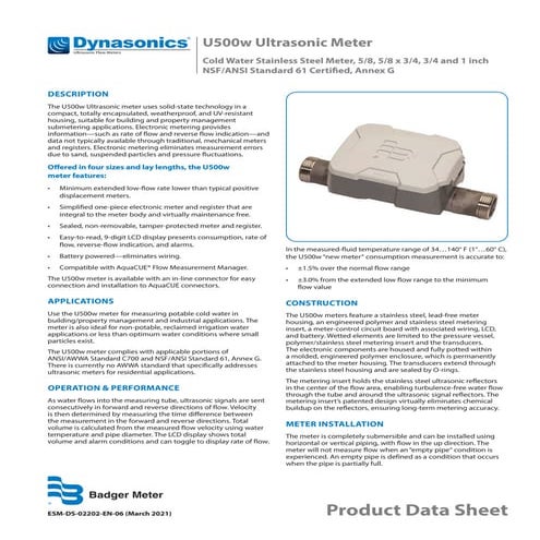 Mod mag m2000 datasheet badger meter electromagnetic flow meter_m-series