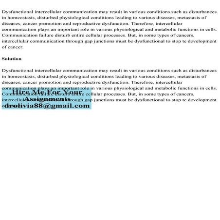 Dysfunctional Intercellular Communication May Result In Various Cond Pdf