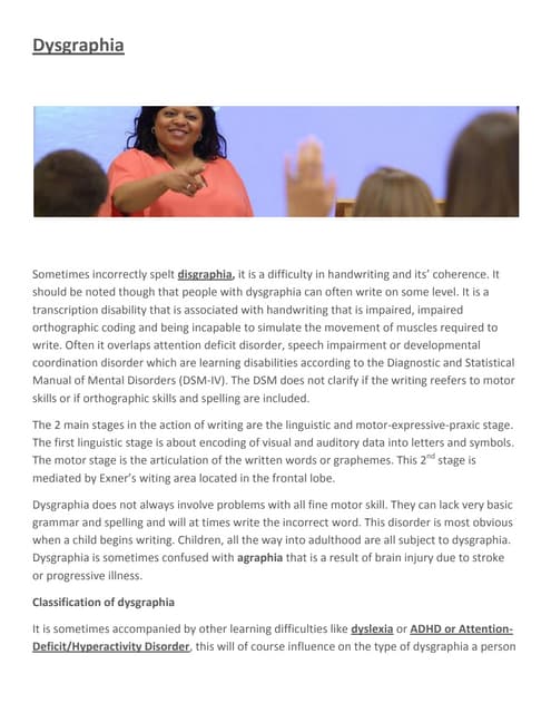 Types of dysgraphia | PPT