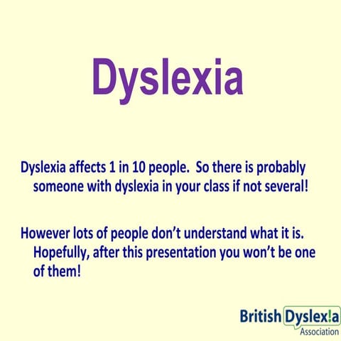 Dyslexia powerpoint | PPT | Brain and Nervous System Disorders ...