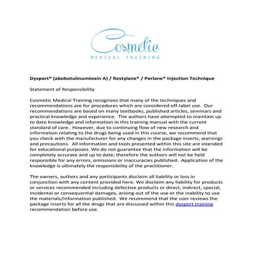 Dysport Injection Training Course Documentation | PDF | Brain and ...