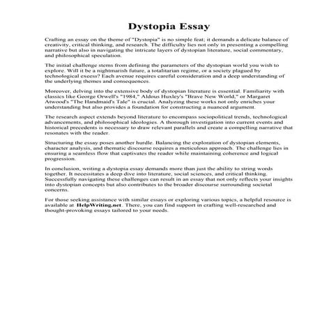 Dystopia Essay. Never Let Me Go - Dystopia Essay English Extension 1 ...