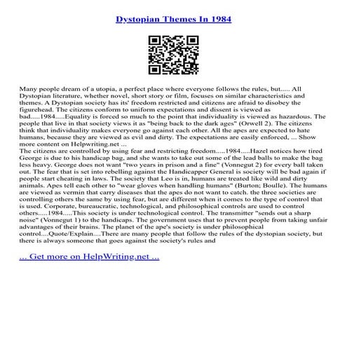 Dystopian Themes In 1984 | PDF