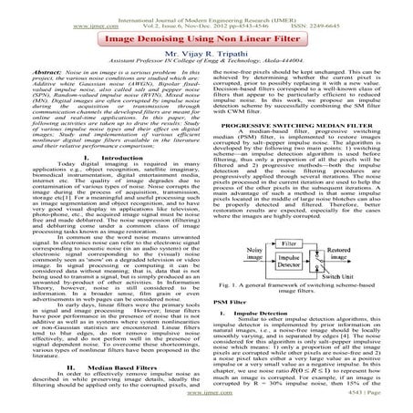 Image Denoising Using Non Linear Filter | PDF