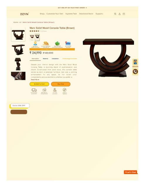 Modern Luxury Warc Solid Wood Console Table | PDF