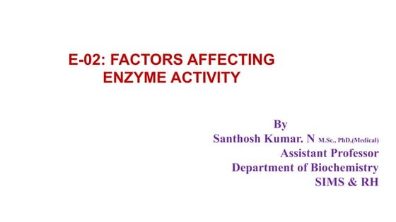Factors affecting enzyme activity | PDF