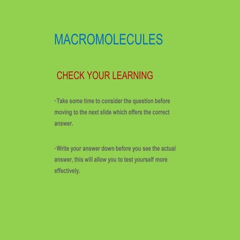 E. macromolecules check your learning | PPTX