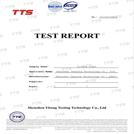 Brinyte’s diving flashlight CASS test report | PDF