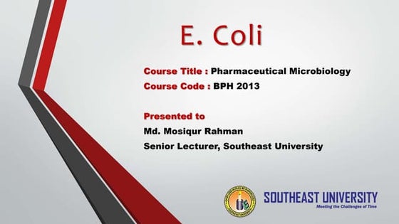 E. coli | PPTX | Digestive Disorders | Diseases and Conditions