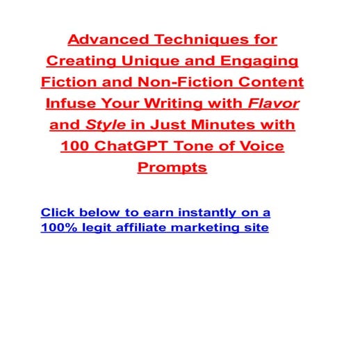 Get your copy of 100 ChatGPT Tone of Voice Prompts Today and Unleash Your Writing power! | PDF