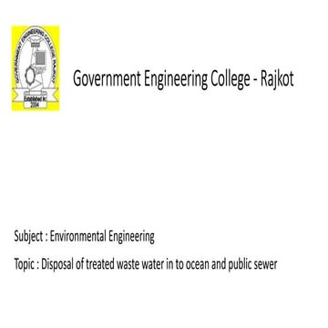 Design of Ocean Waswater Outfall Systems | PDF