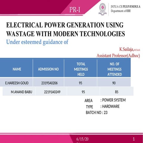 Electrical power generation using wastage | PPT