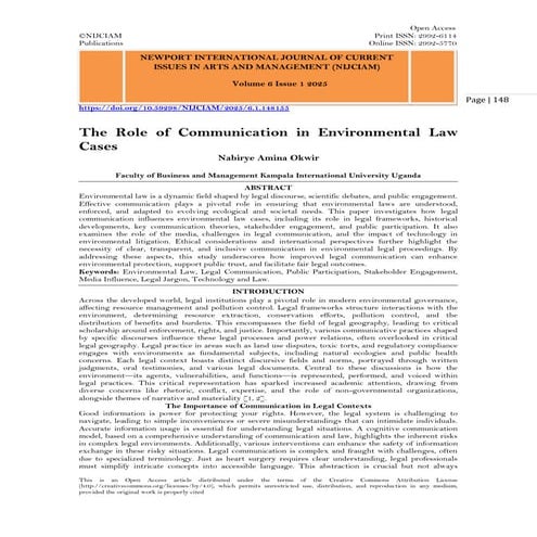 The Role of Communication in Environmental Law Cases (www.kiu.ac.ug) | PDF