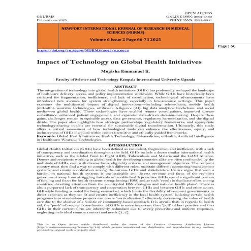 Impact of Technology on Global Health Initiatives (www.kiu.ac.ug) | PDF