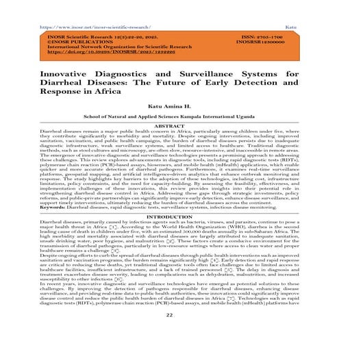 Innovative Diagnostics and Surveillance Systems for Diarrheal Diseases ...