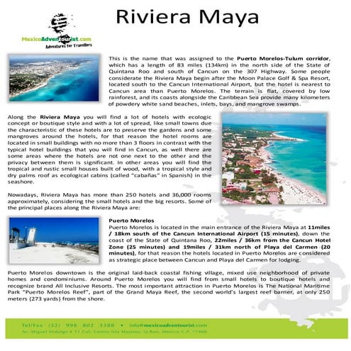 Riviera Maya, Mexico - Meet the extreme nature | PDF | South America ...