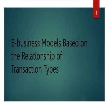 E-business Models Based on the Relationship of Transaction | PPTX