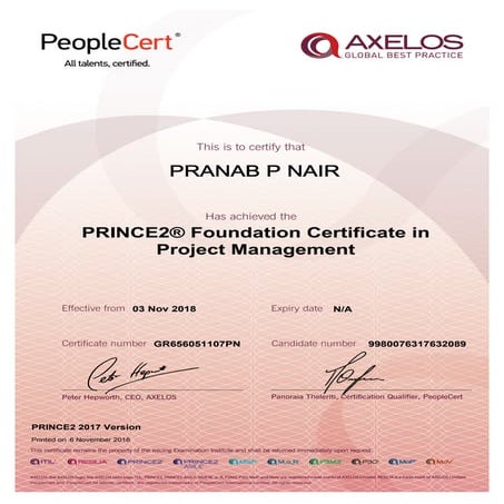 PRINCE2® Foundation Certificate in Project Management | PDF