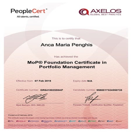 MoP® Foundation Certificate in Portfolio Management | PDF