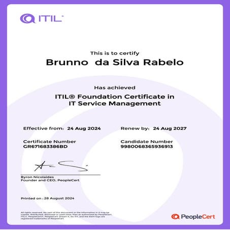 ITIL Foundation Certificate in IT Service Management | PDF