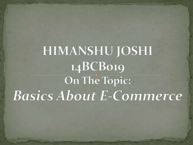 TYPES OF E-COMMERCE | PPTX