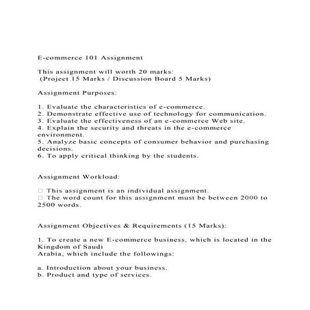 E-commerce 101 Assignment This assignment will worth 20 m.docx