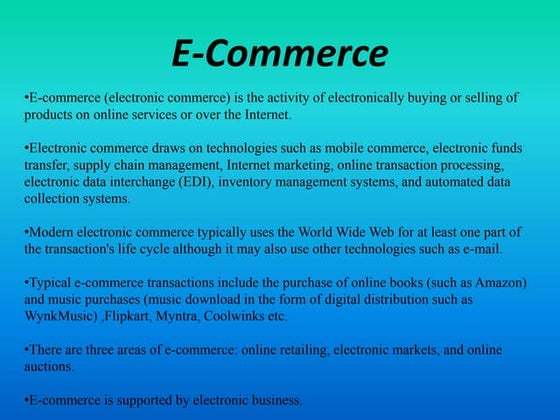 Fundamentals of E-commerce - E-commerce | PPTX | Web Development | Internet