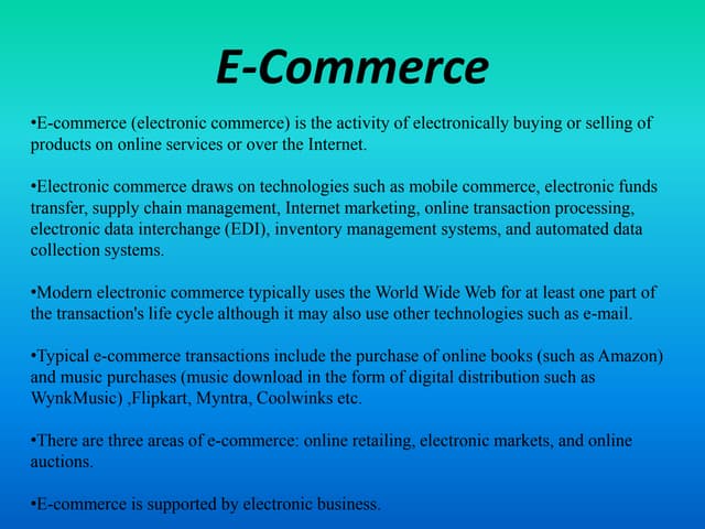 TYPES OF E-COMMERCE | PPTX