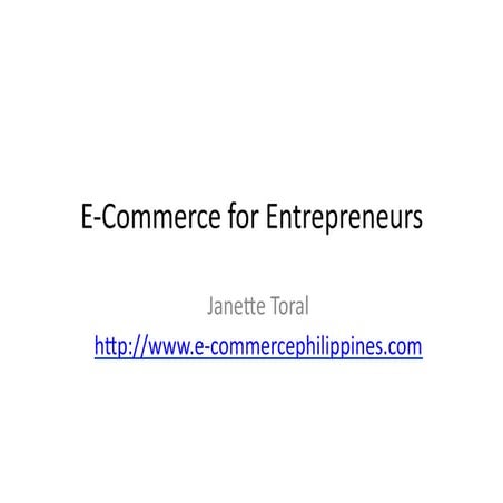 E-Commerce for Entrepreneurs | PDF